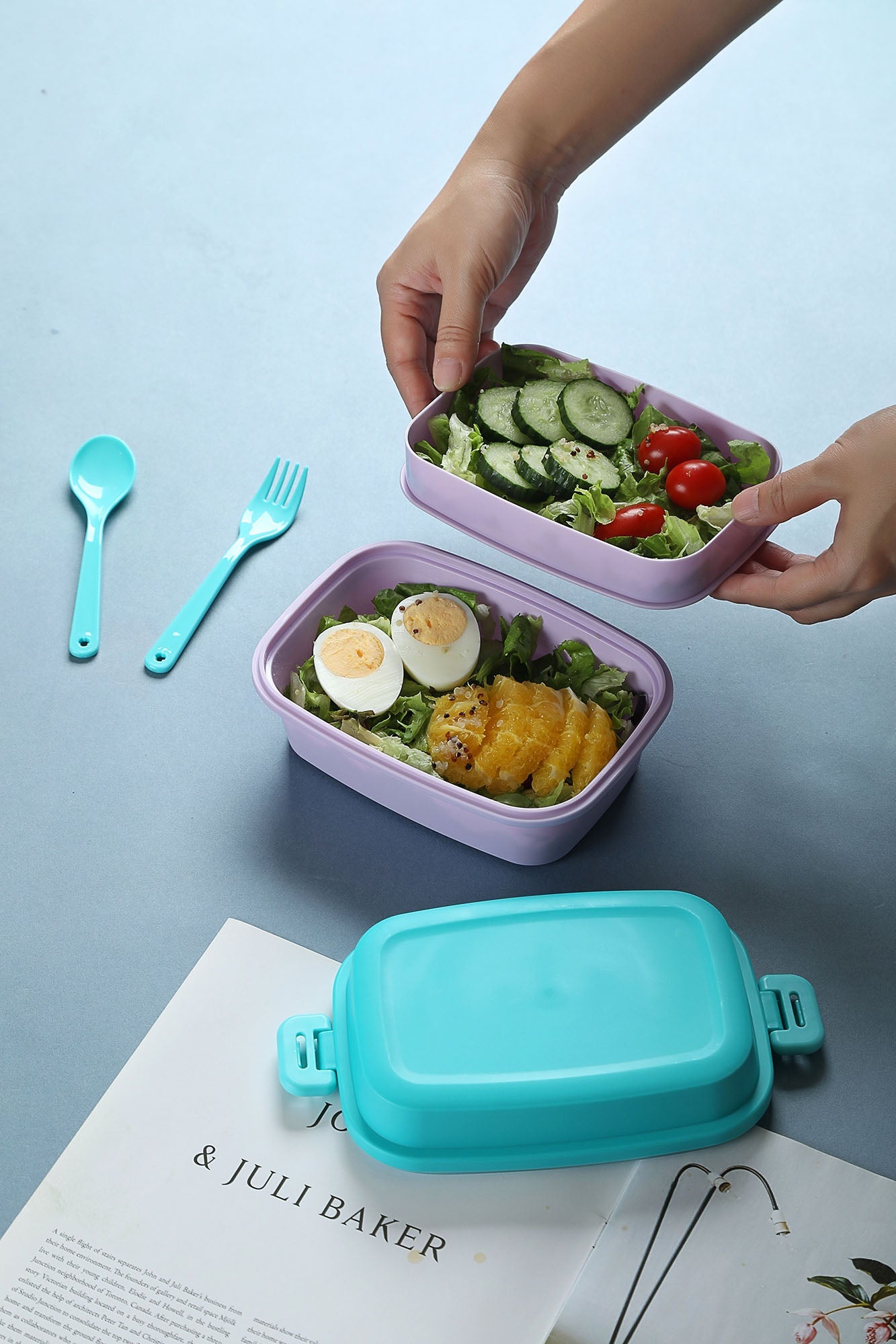MINISO COLORFUL DOUBLE LAYERED BENTO BOX (980ML)(PURPLE) 2016111613105 ...