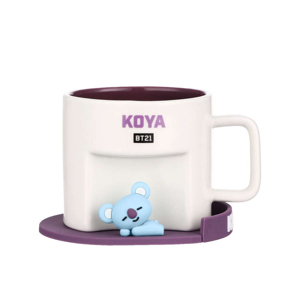 MINISO BT21 COLLECTION CARTOON CERAMIC CUP WITH COASTER ( 450ML ) ( KO ...