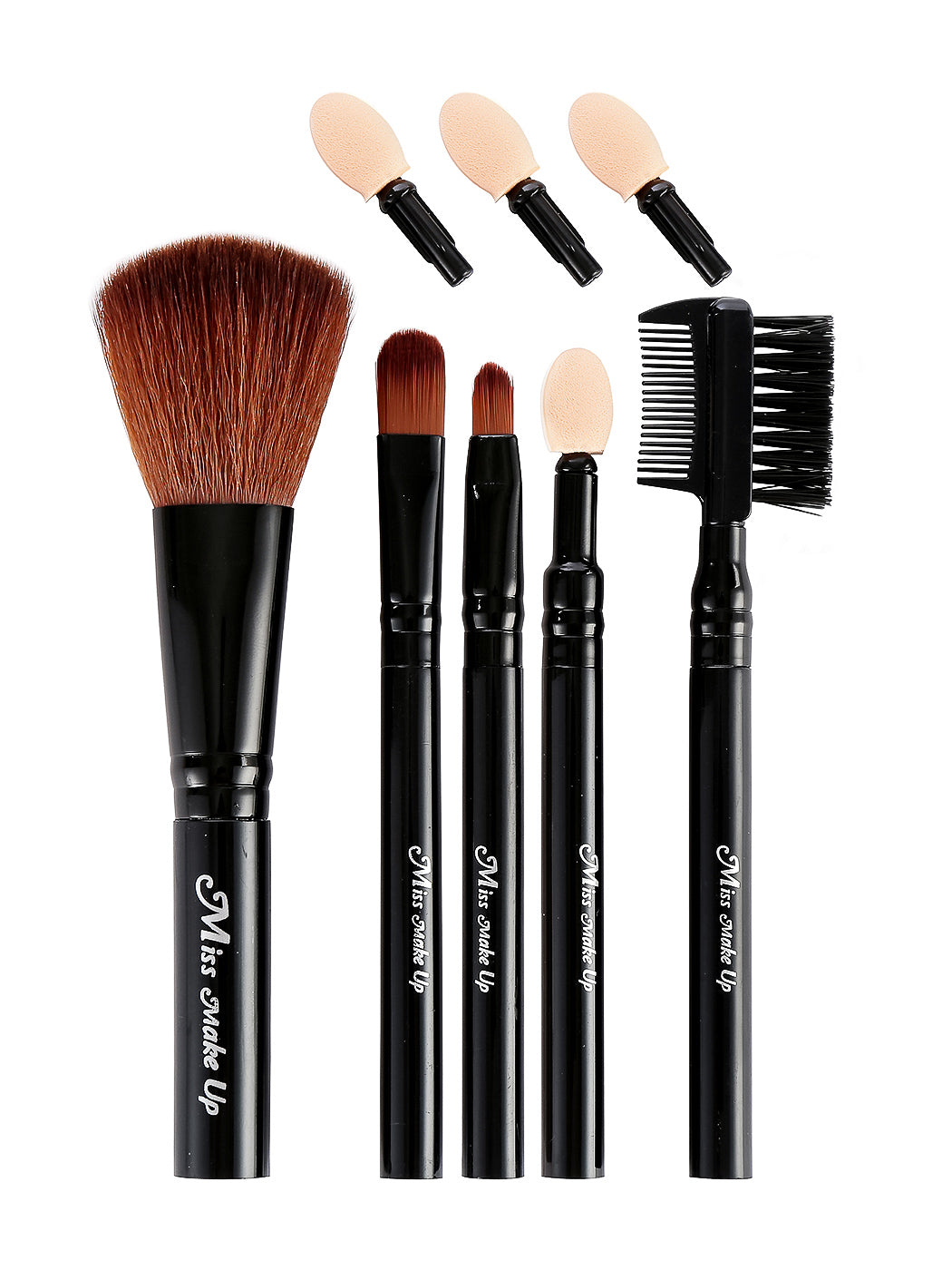 MINISO BLACK 5 PIECE MAKEUP BRUSH SET (WITH EYESHADOW APPLICATOR TIPS ...