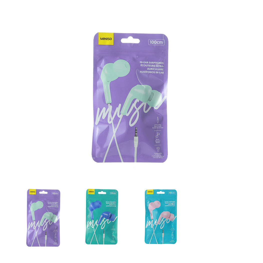 MINISO 3.5MM WIRED EARPHONES FOR MUSIC MODEL: A6 2013235010100 WIRELES ...