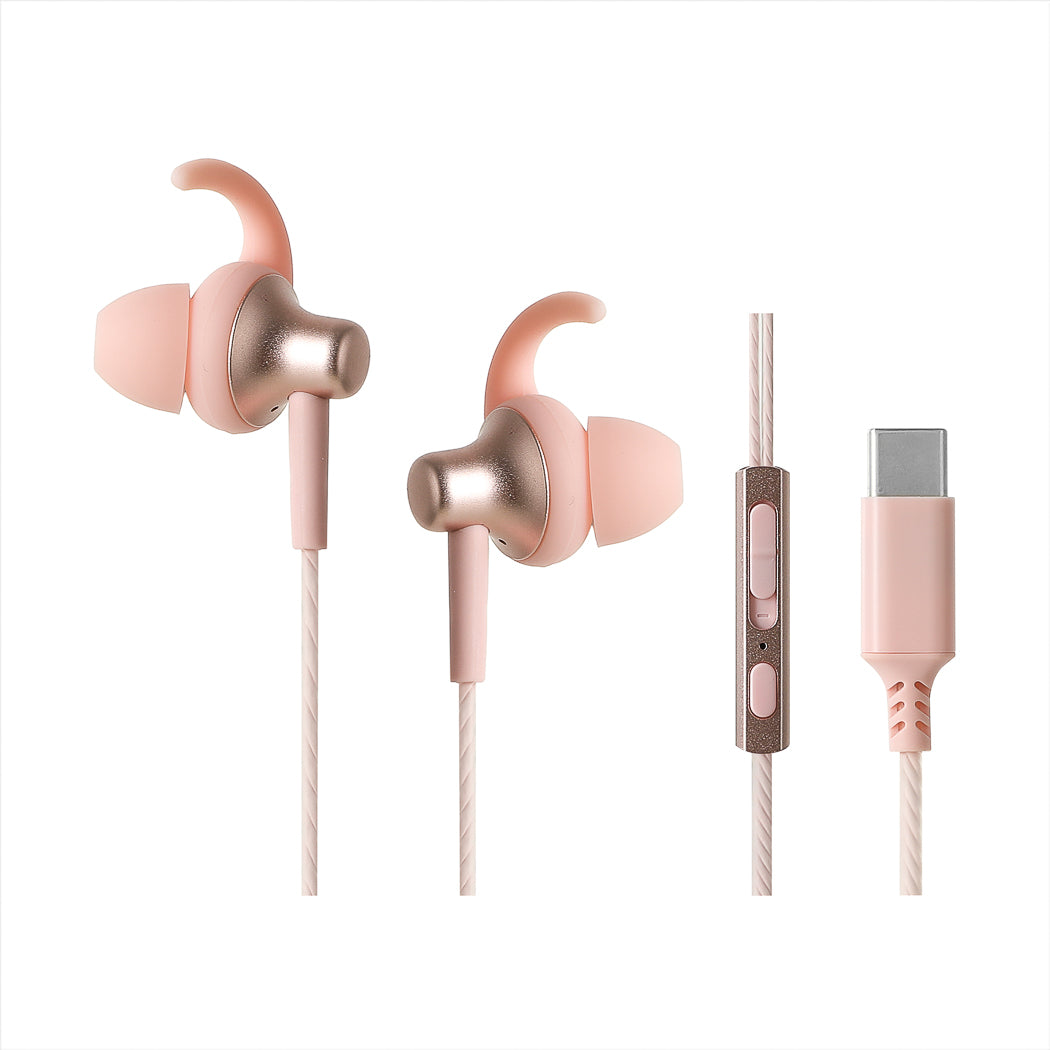 MINISO TYPE-C METAL IN-EAR EARPHONES WITH WINGS MODEL: 8447T# (PINK) 2 ...